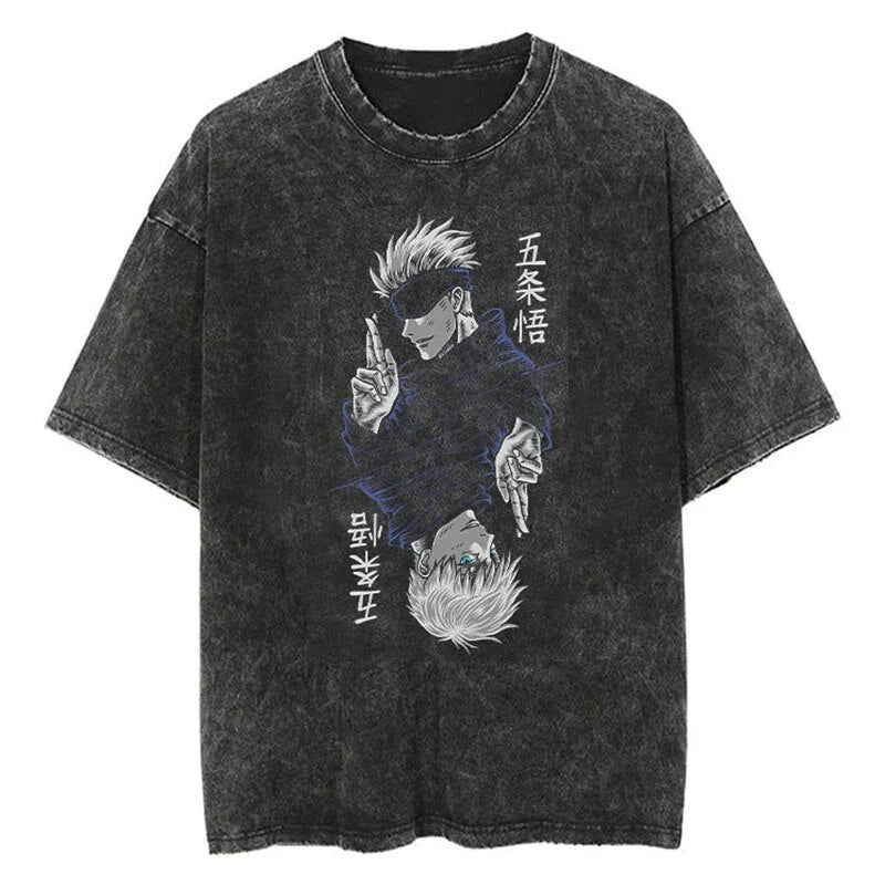 Satoru Gojo Vintage Baumwollen T-Shirt – Animeworld